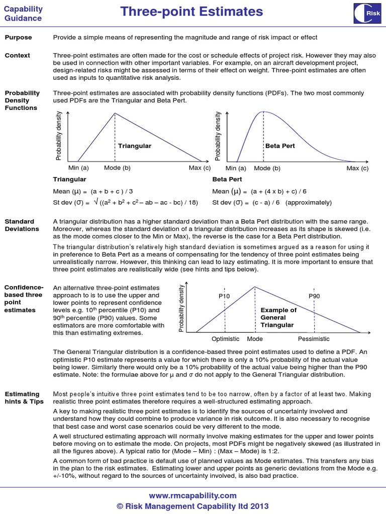 Capability Guidance Sheet - Three Point Estimates | PDF | Mode ...