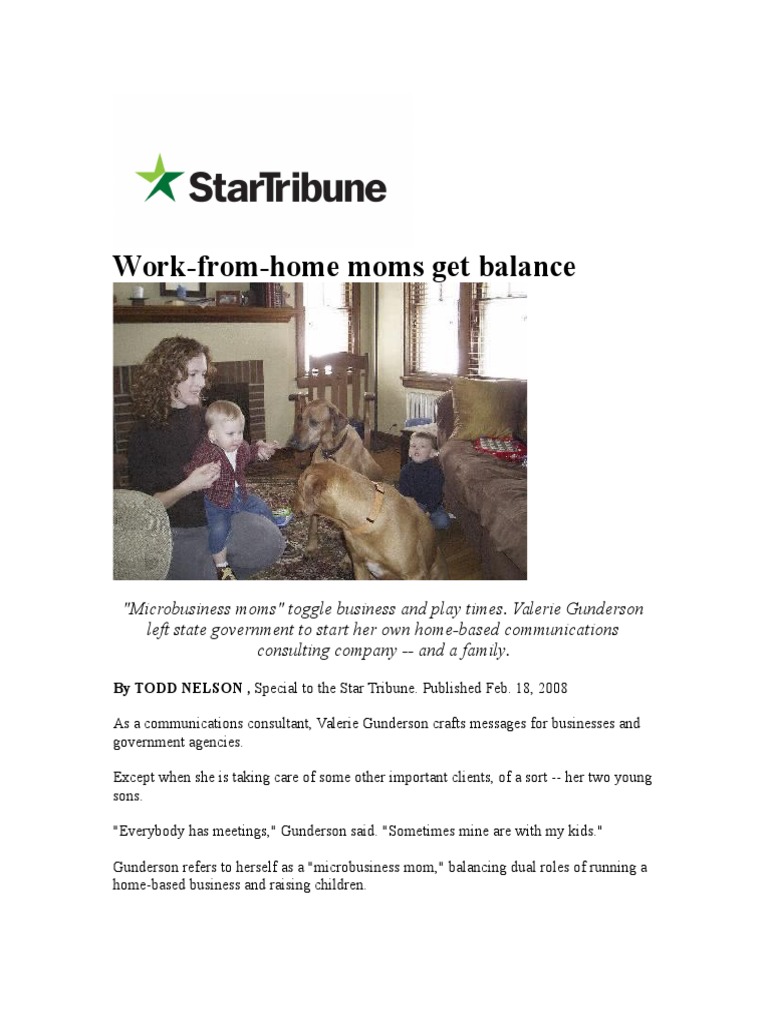 Work-from-Home Moms: Balancing Business and Family | PDF | Consultant ...