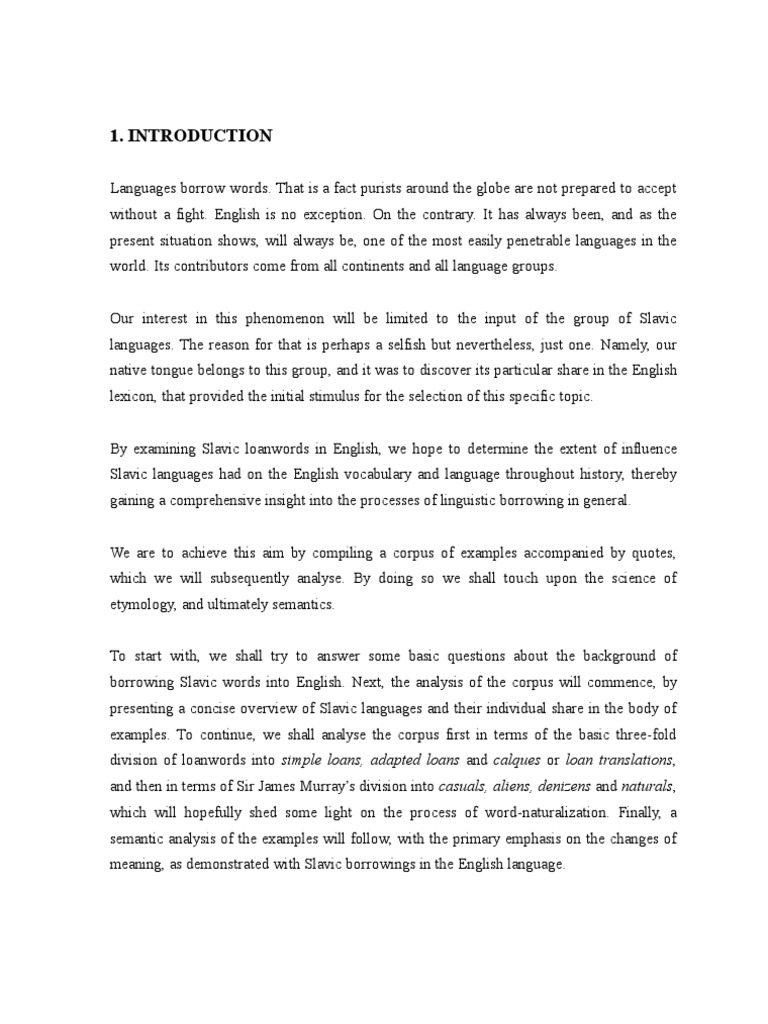 Words of Slavic Origin in The English Language | PDF