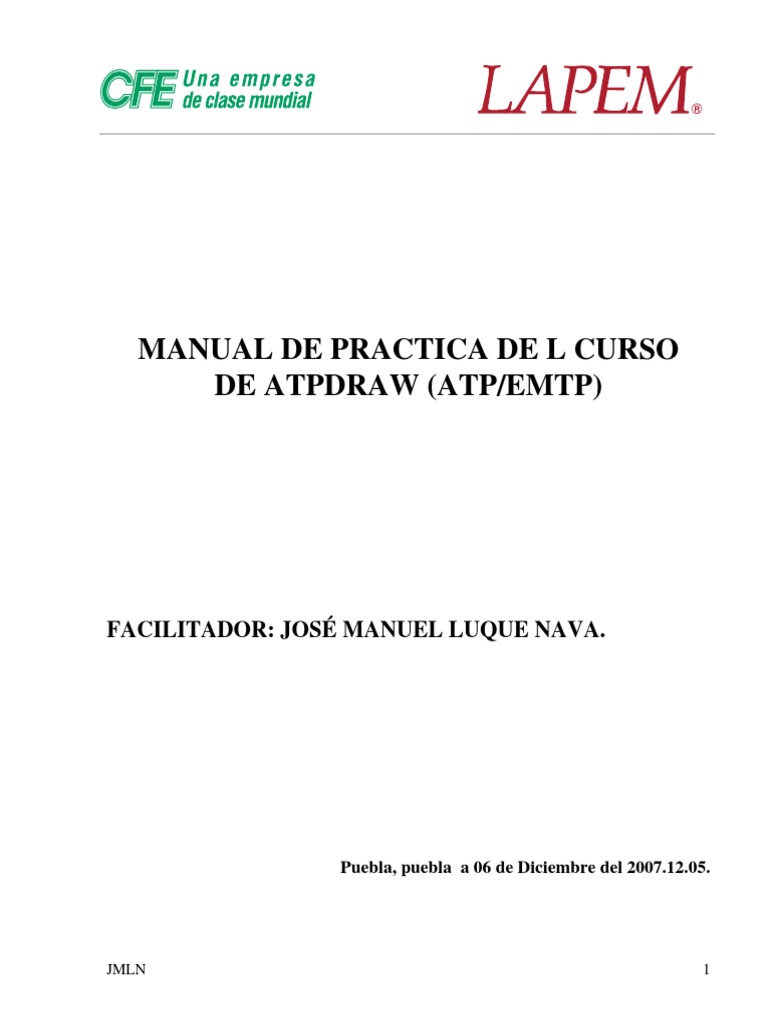 Manual de Practicas de ATPDraw PDF | PDF | Línea de transmisión | Transformador