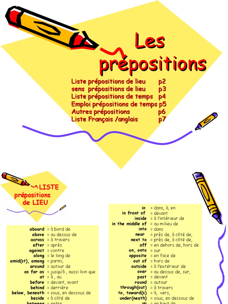 Liste des prépositions de lieu | PDF