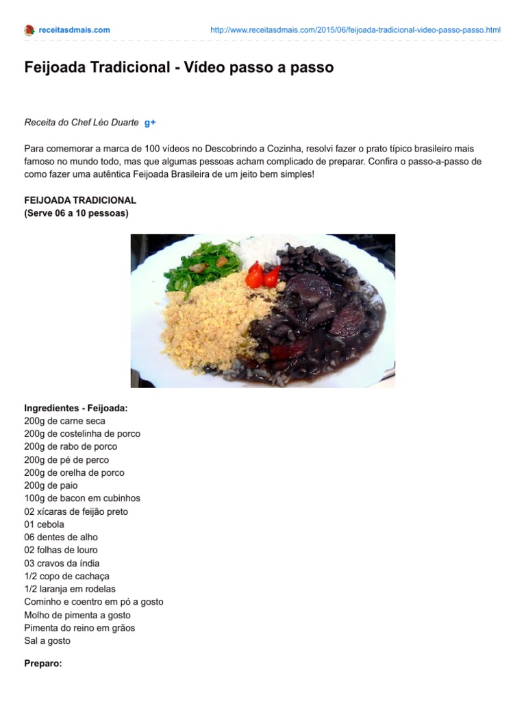 Feijoada passo a passo | PDF | Caldo | Alimentos