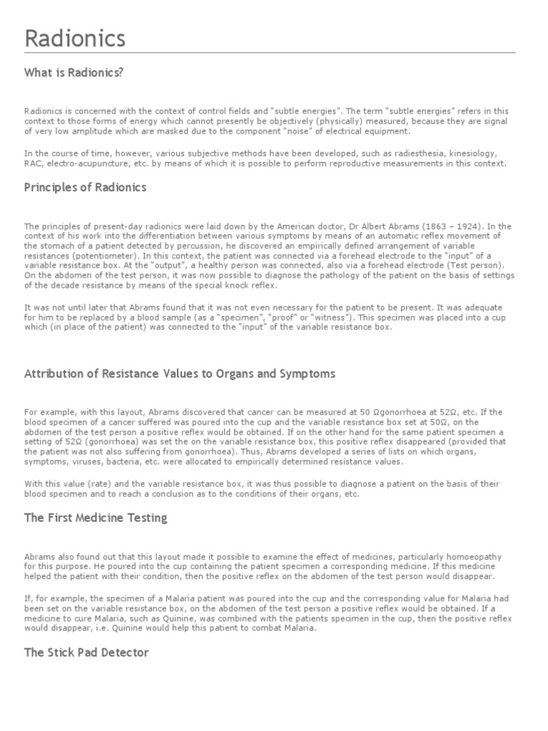 Radionics | PDF | Physics | Wellness