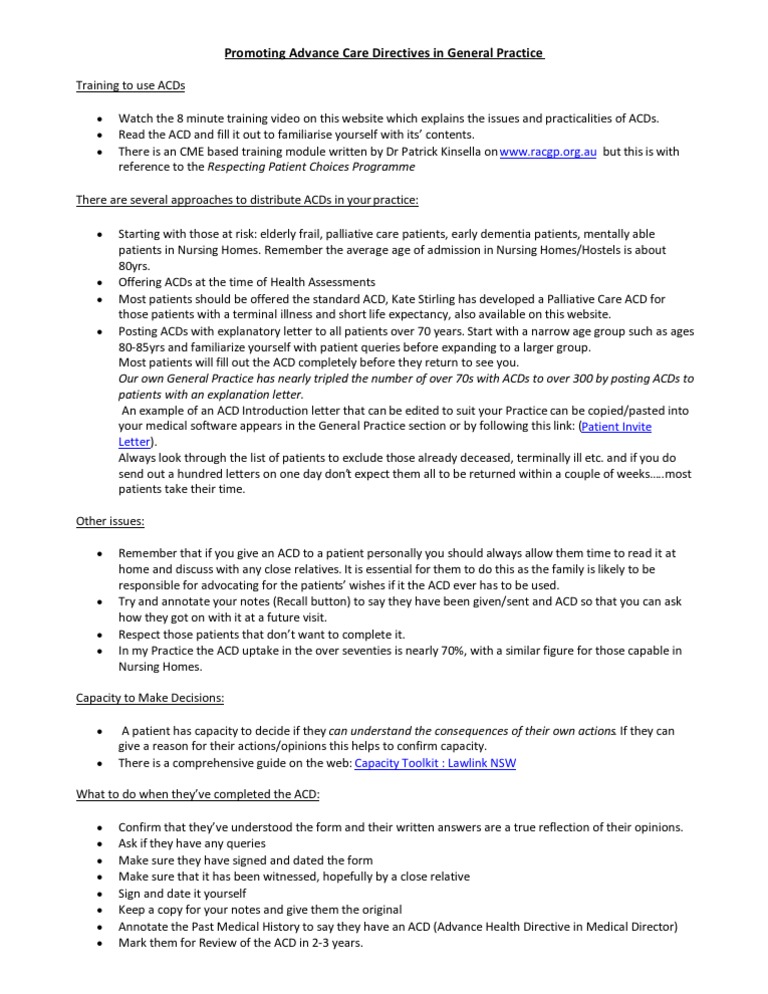 Promoting Advance Care Directives in General Practice | PDF | Terminal ...