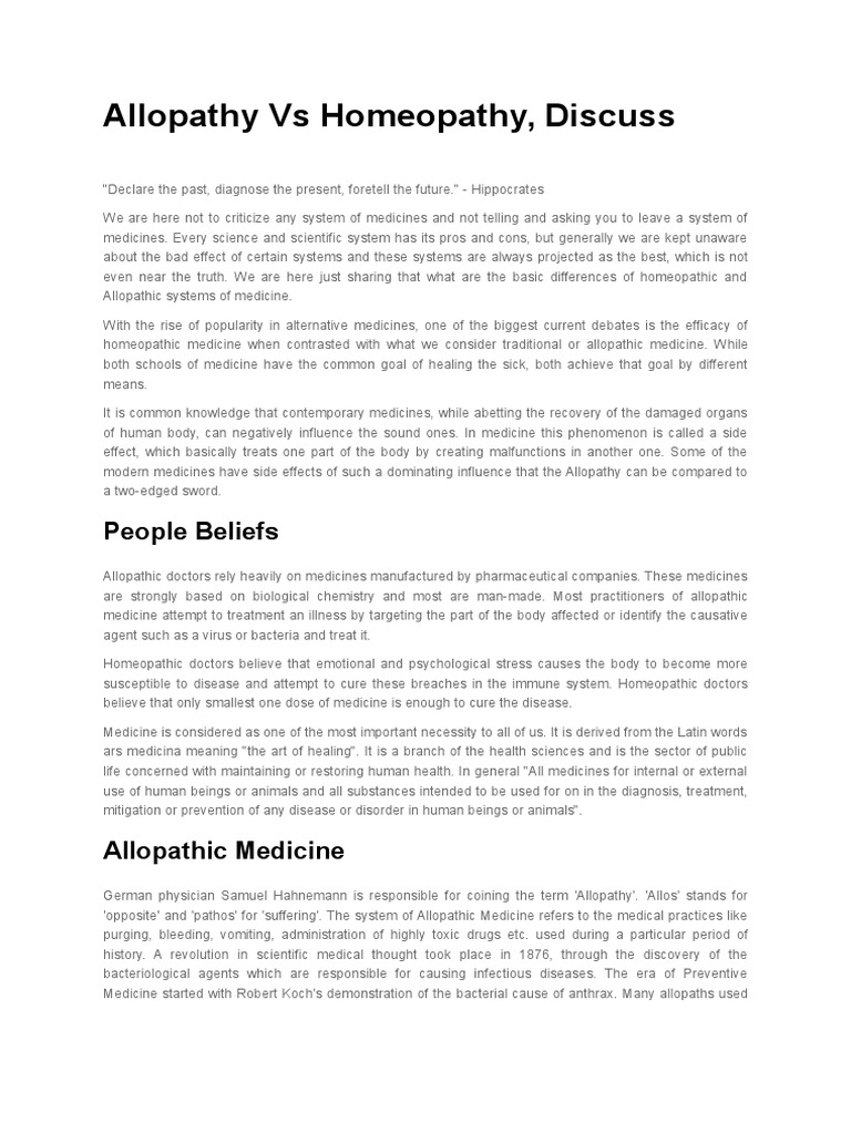 Allopathy vs Homeopathy | Homeopathy | Alternative Medicine