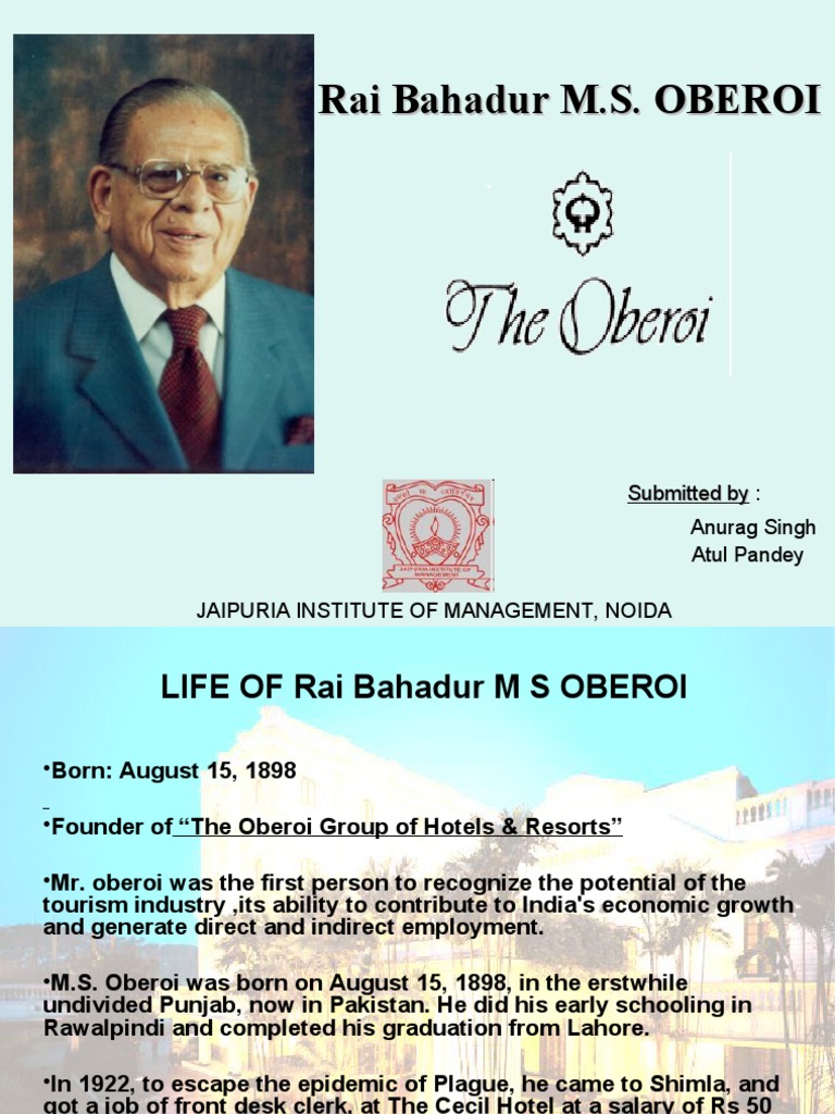 M S Oberoi - Founder of Oberoi Hotels & Resorts | PDF
