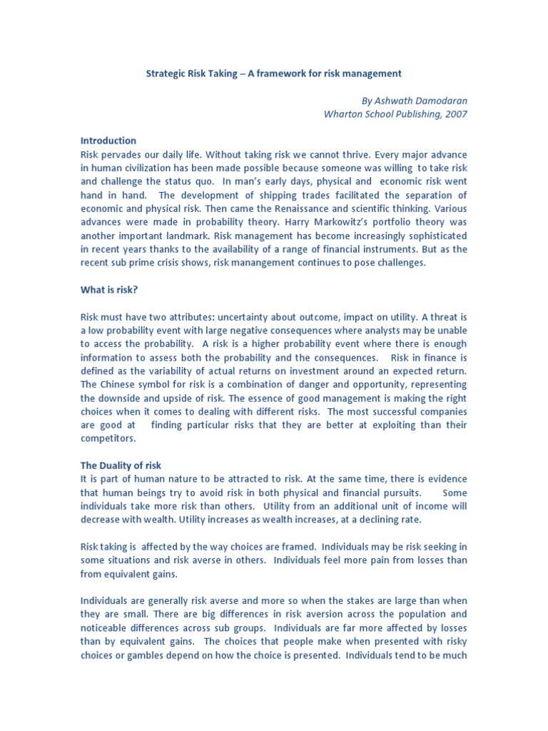 Strategic Risk Taking | PDF | Value At Risk | Risk