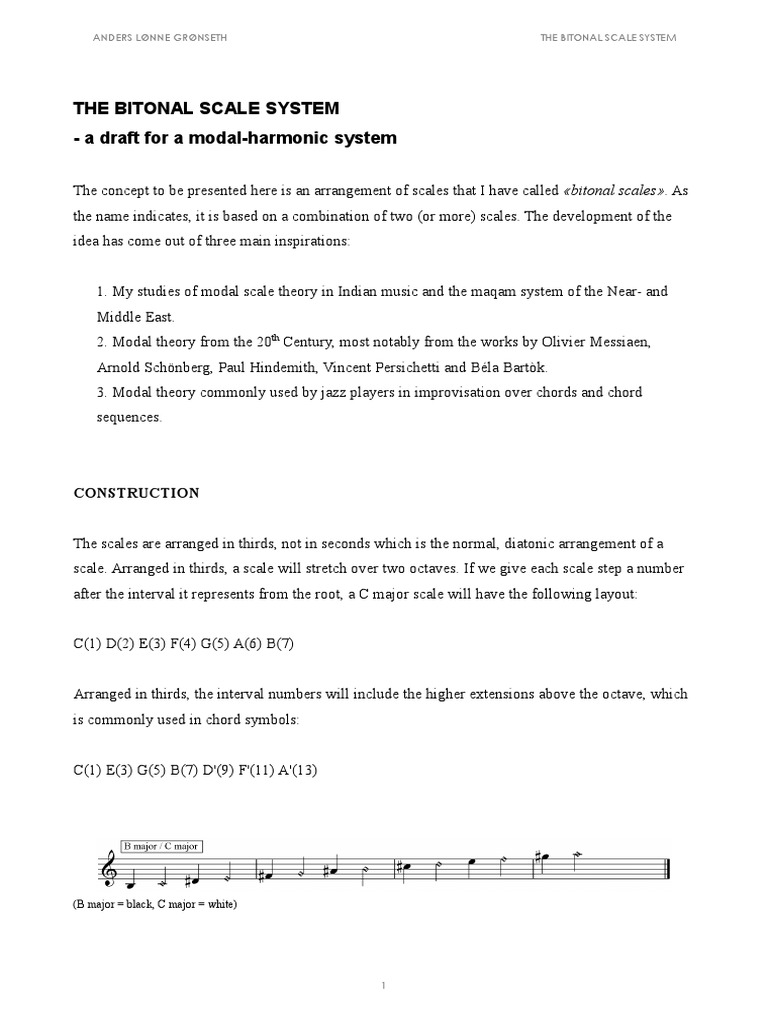 The Bitonal Scale System | PDF | Scale (Music) | Interval (Music)