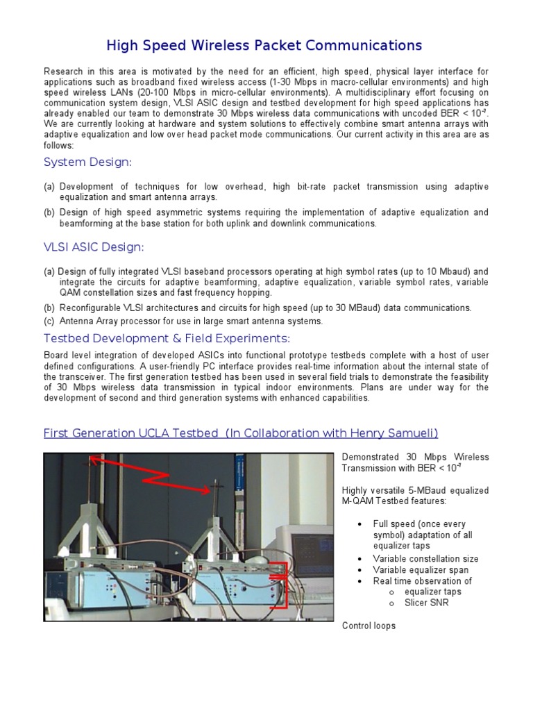 High Speed Wireless Packet Communications | PDF | Bit Rate | Electrical ...