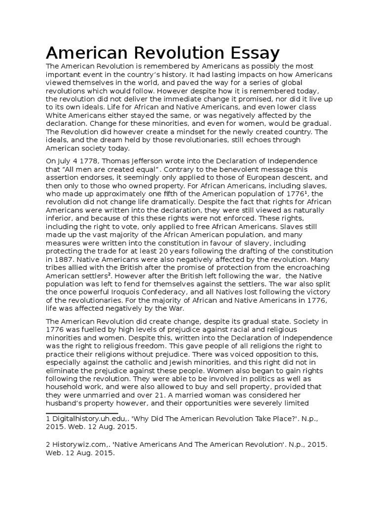 American Revolution Essay | PDF | American Revolution | Native ...