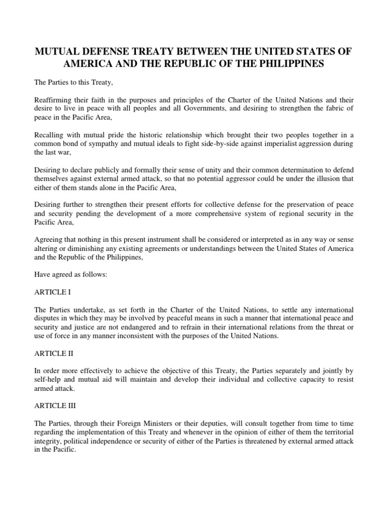 Mutual Defense Treaty Between The United States of America and The ...