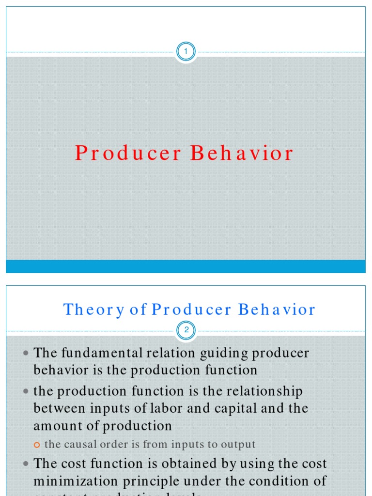 Producer Behavior | PDF | Long Run And Short Run | Perfect Competition