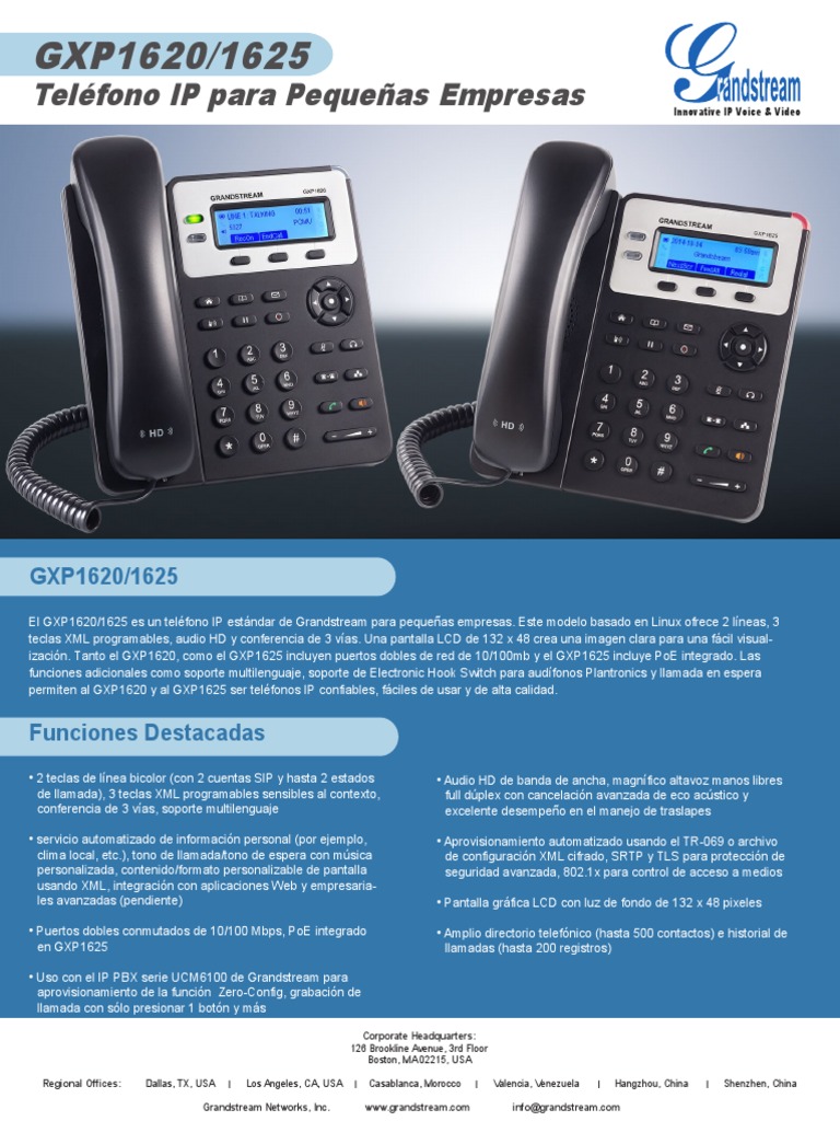 gxp1620 1625 Datasheet Spanish PDF | PDF | Calidad de servicio | protocolo de Iniciacion de Sesion