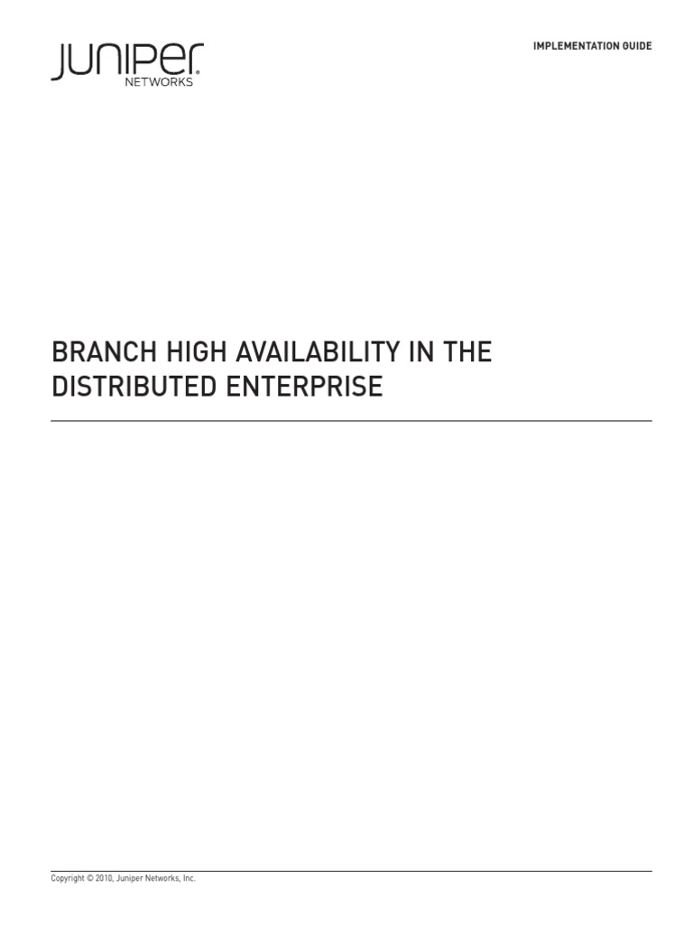 Branch High Availability in The Distributed Enterprise: Implementation ...