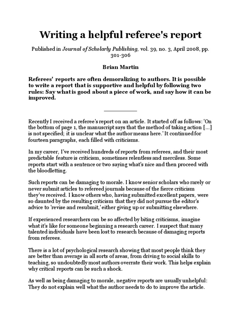 Writing A Helpful Referee | PDF | Argument | Theory