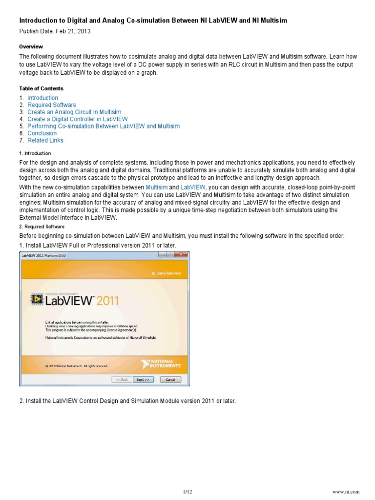 LabVIEW Multisim Co Simulation | PDF | Electrical Network | Capacitor