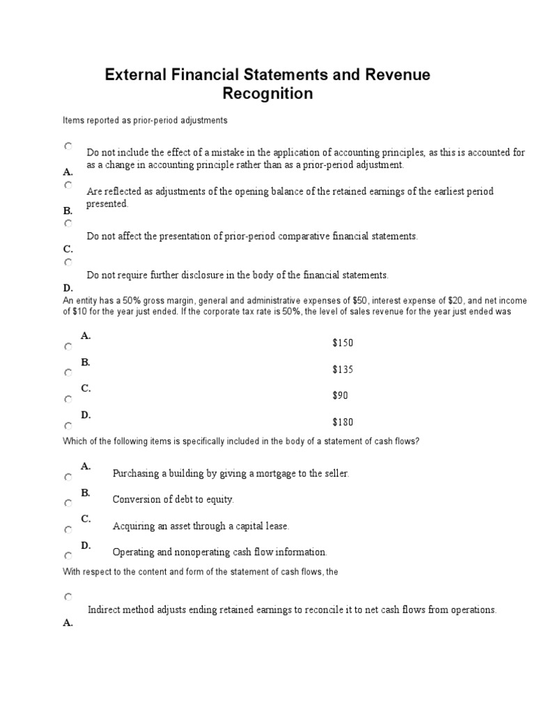 External Financial Statements and Revenue Recognition | PDF | Cash Flow ...