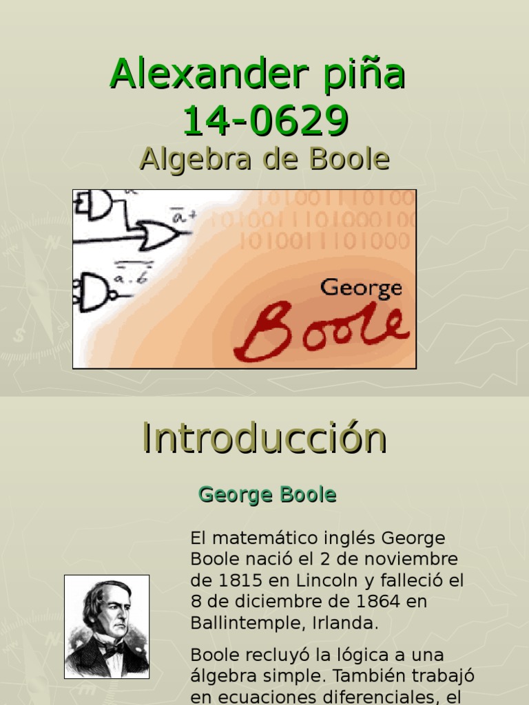 Presentacion de Algebra Booleana | PDF | Puerta lógica | Lógica matemática