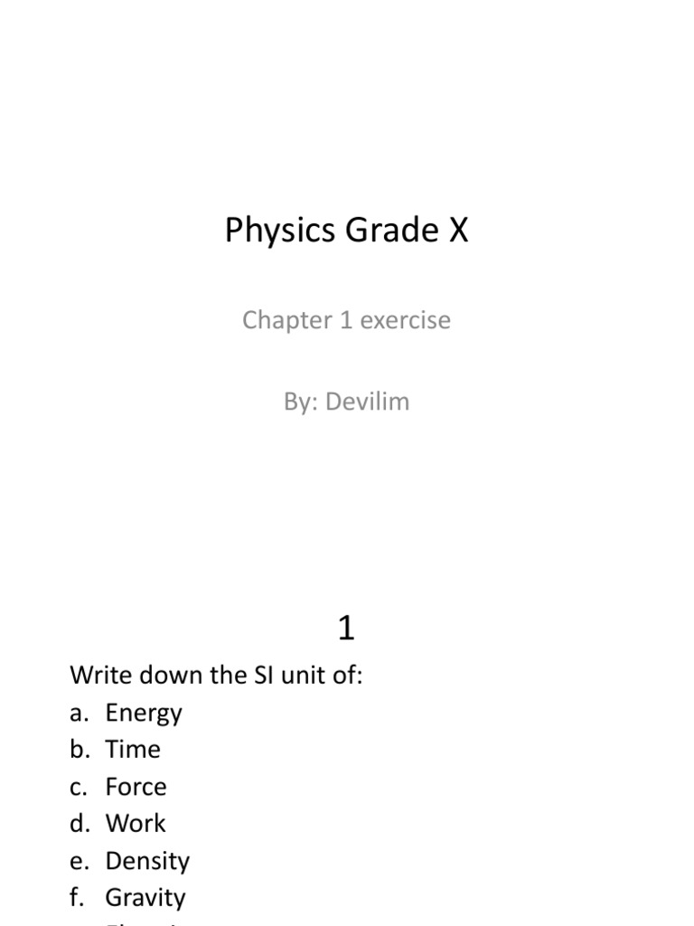 Physics X Chapter 1 Exercise | PDF