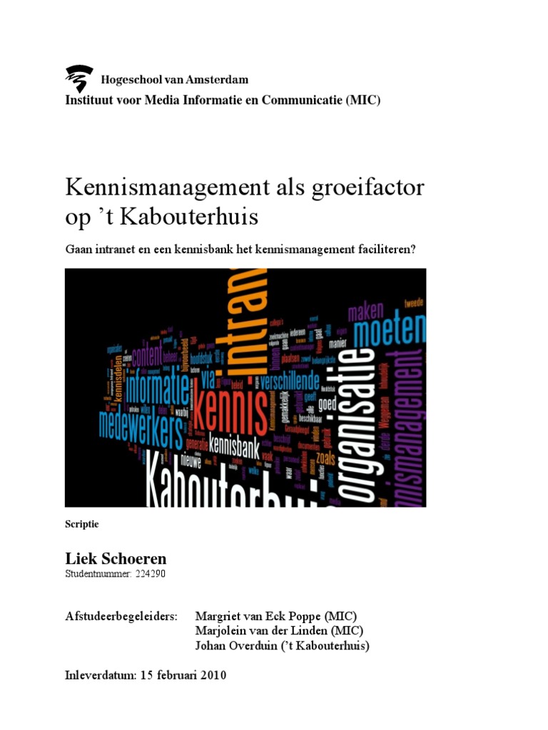 Kennismanagement en Intranet. Scriptie MIC | PDF