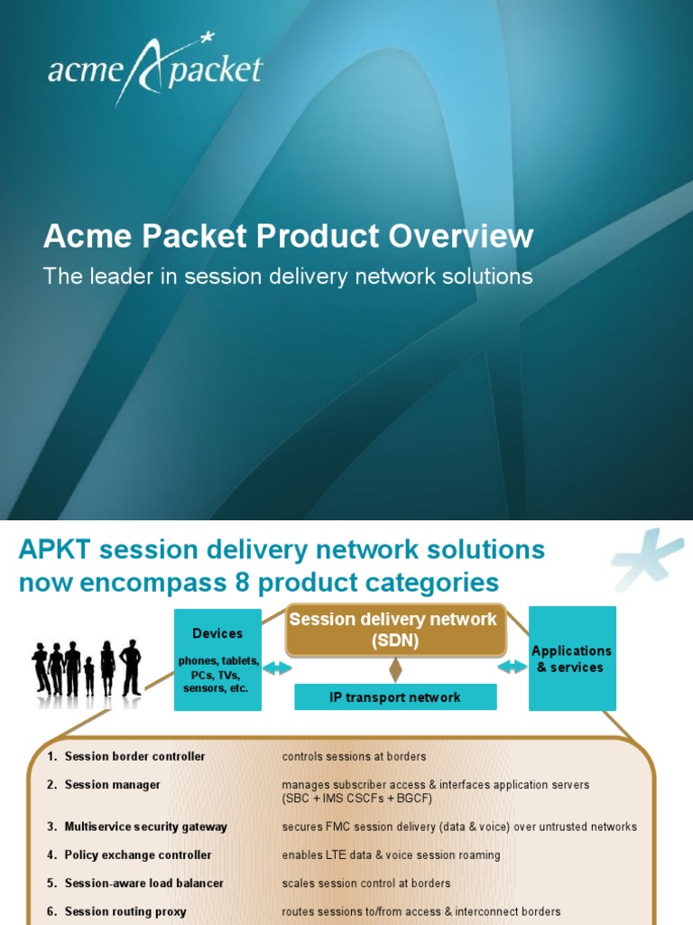 Acme Packet Product Overview: The Leader in Session Delivery Network ...
