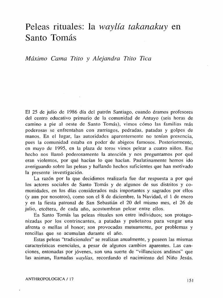 Peleas rituales y waylia en Takanakuy | PDF | Rituales | Navidad