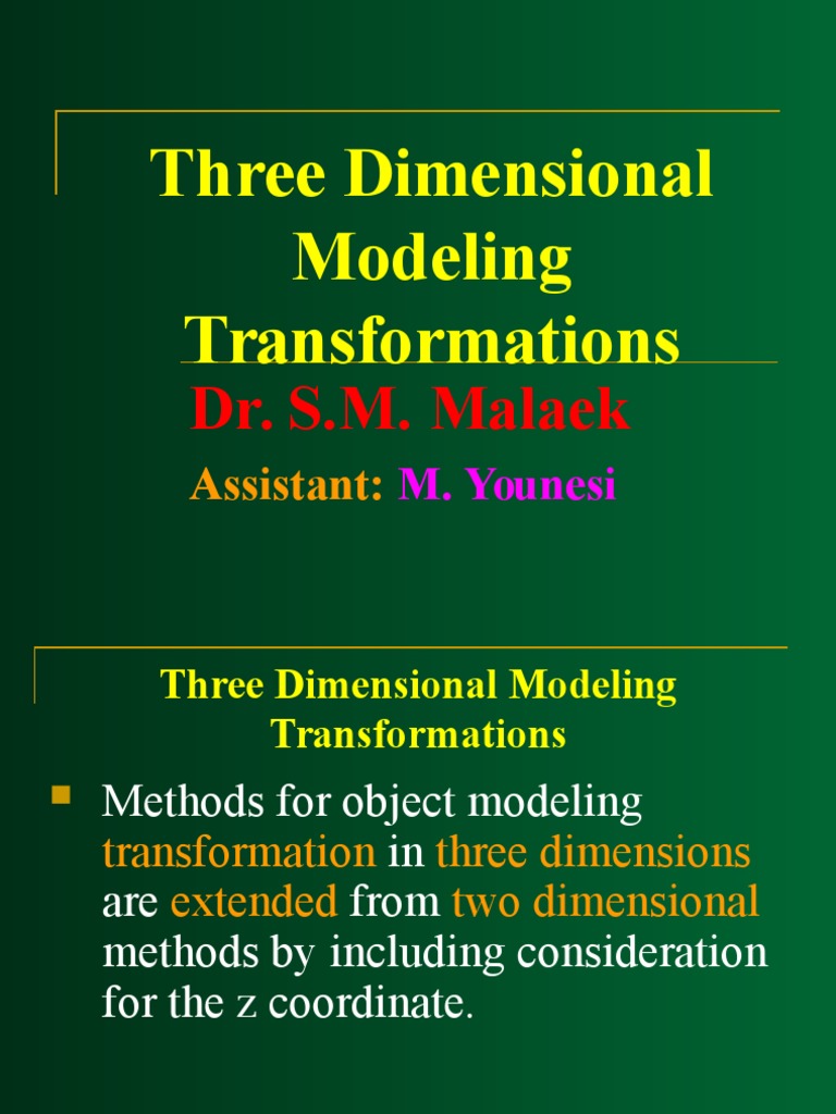 3D Transformation | PDF | Cartesian Coordinate System | Rotation