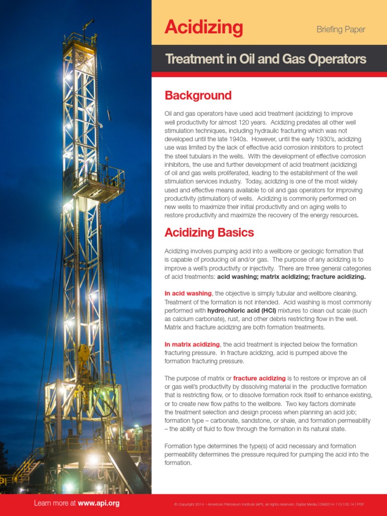 API - Acidizing Oil & Gas | PDF | Hydraulic Fracturing | Hydrochloric Acid