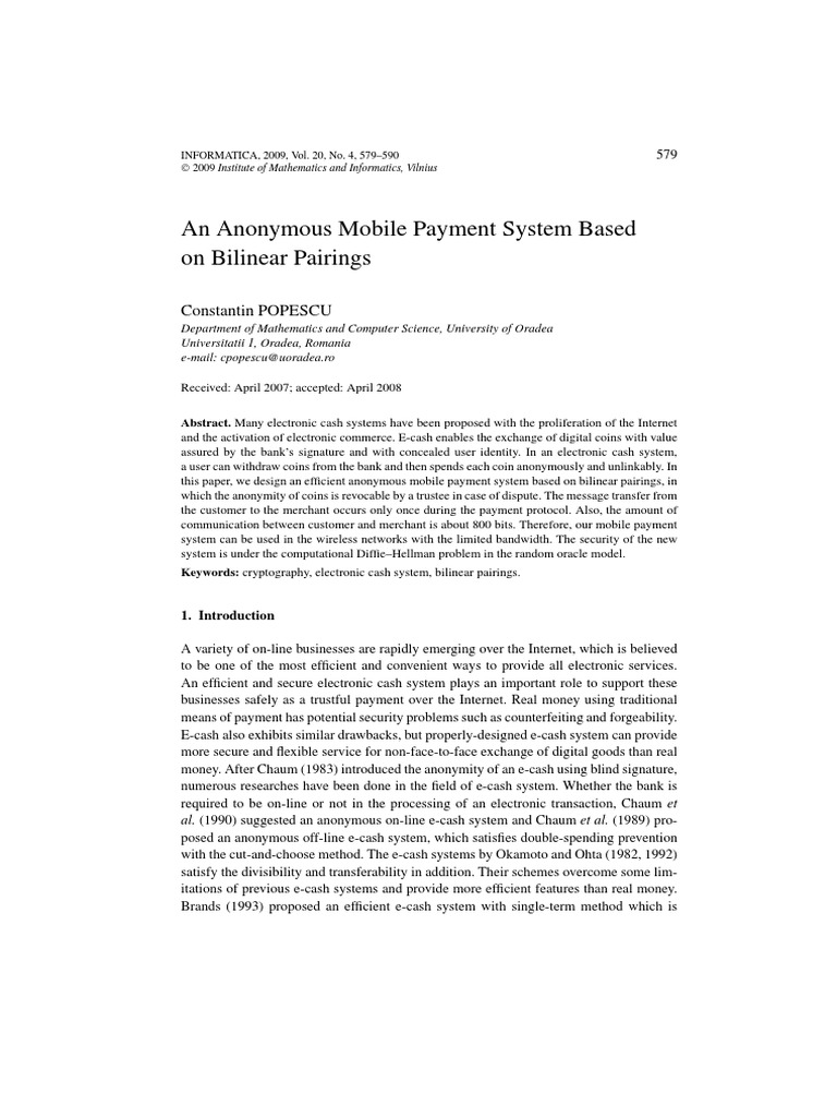 An Anonymous Mobile Payment System | PDF | Banks | Mobile Phones