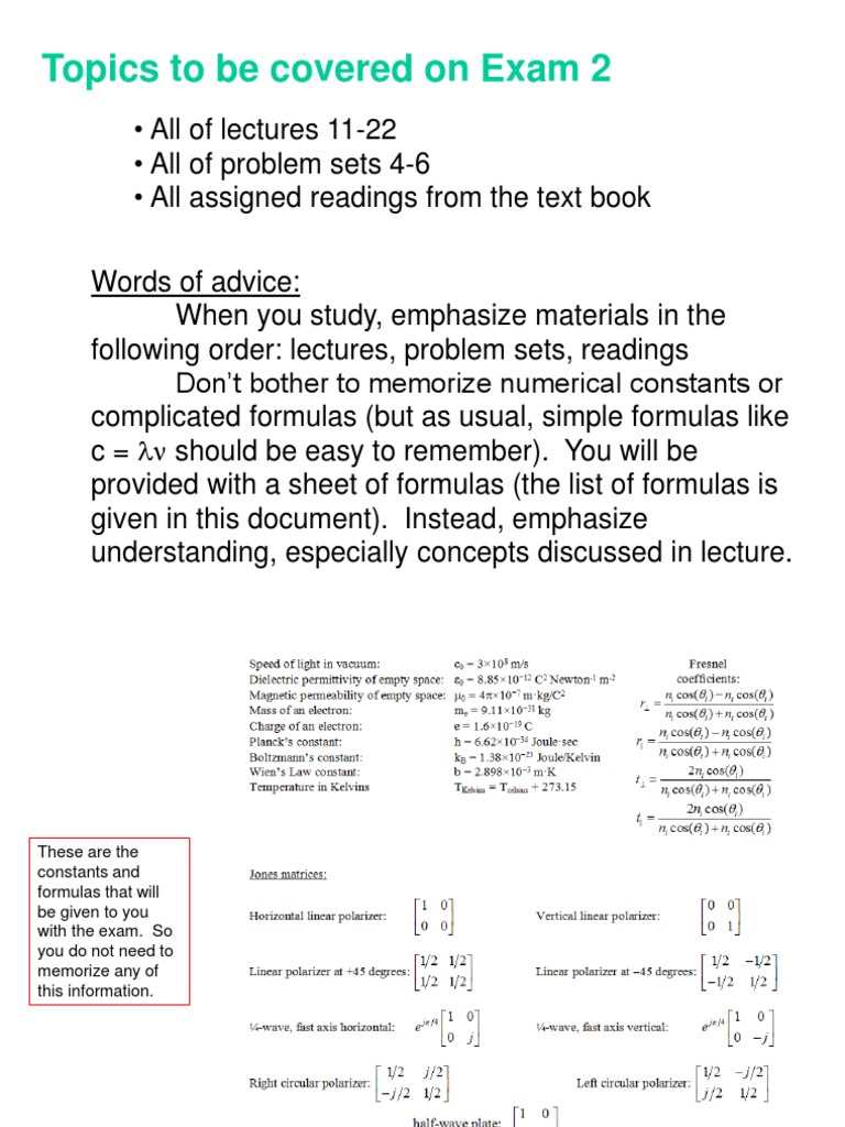 Exam 2 Study Guide: Key Topics | PDF