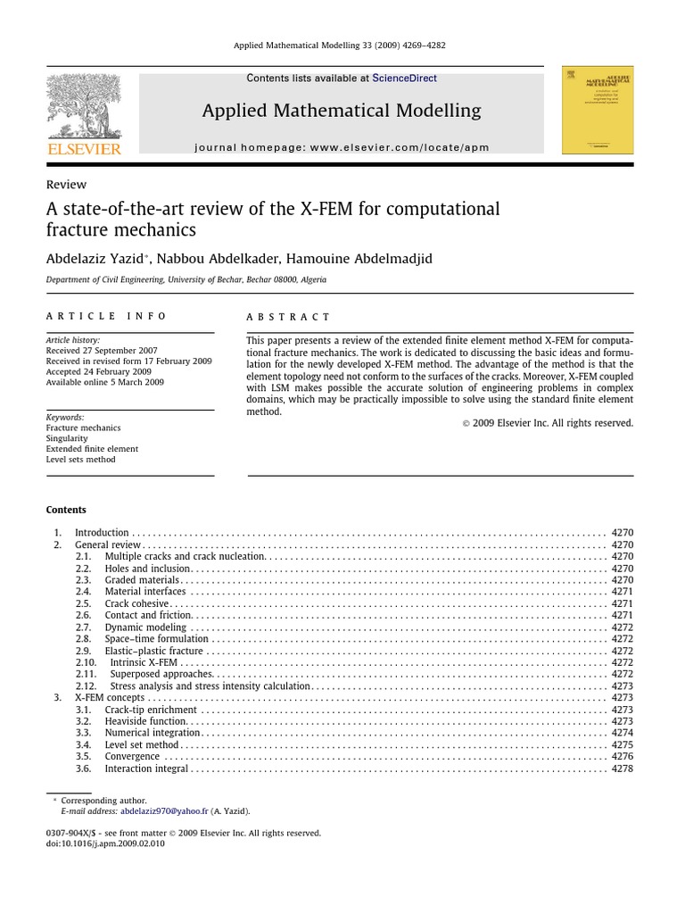 An In-Depth Review of the State-of-the-Art in eXtended Finite Element ...