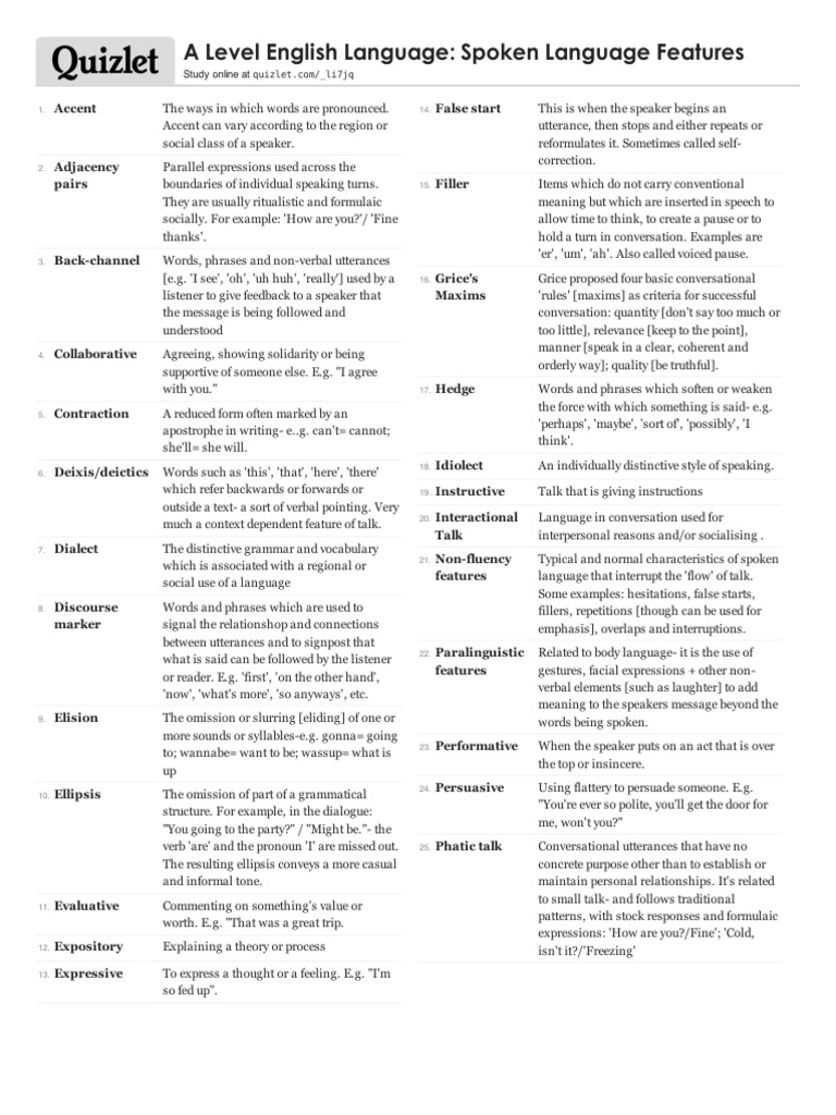 A Level English Language Spoke | PDF | Semiotics | Human Communication