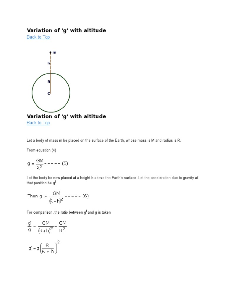 Gravity Variation with Altitude | PDF