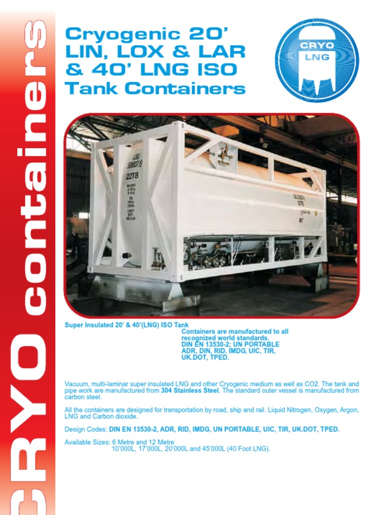 20' & 40' Cryogenic ISO Tank Containers | PDF | Cryogenics | Liquefied ...