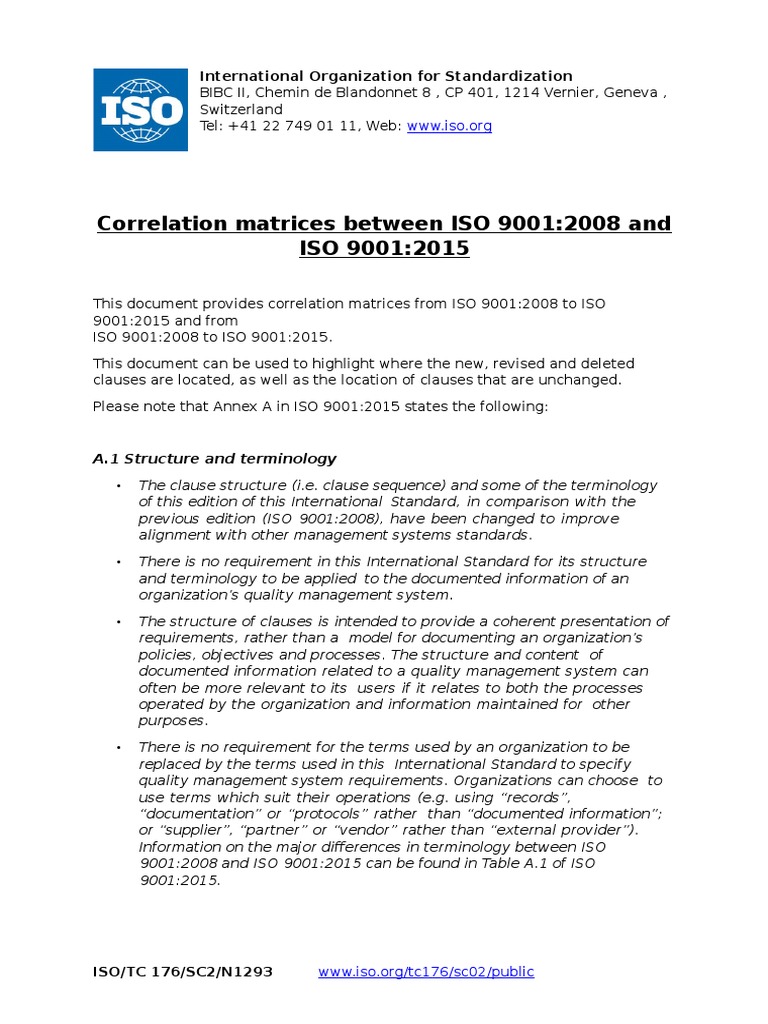 ISO 9001correlation Matrices | PDF | Quality Management | Quality ...