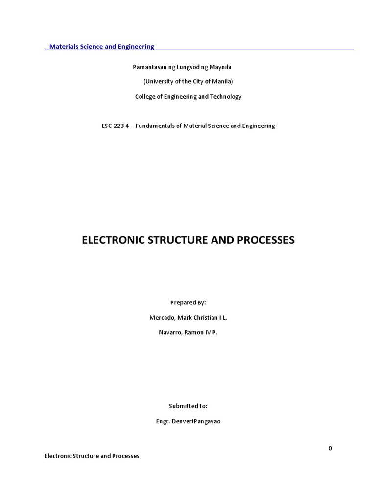 Electronic Structure Fundamentals | PDF | Atomic Orbital | Electron ...