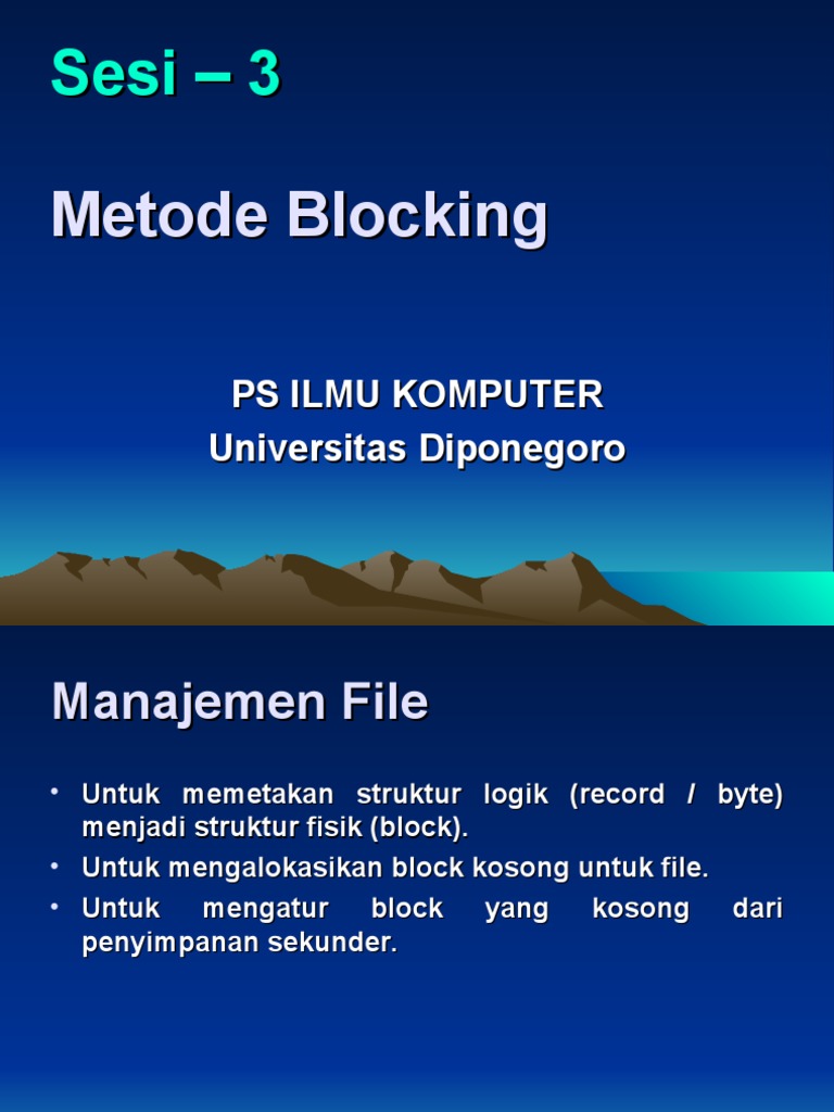 Sesi 3 - Metode Blocking | PDF