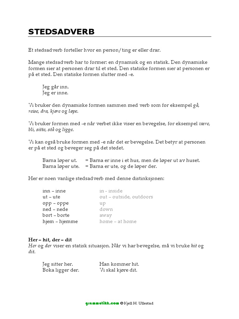 Stedsadverb PDF | PDF