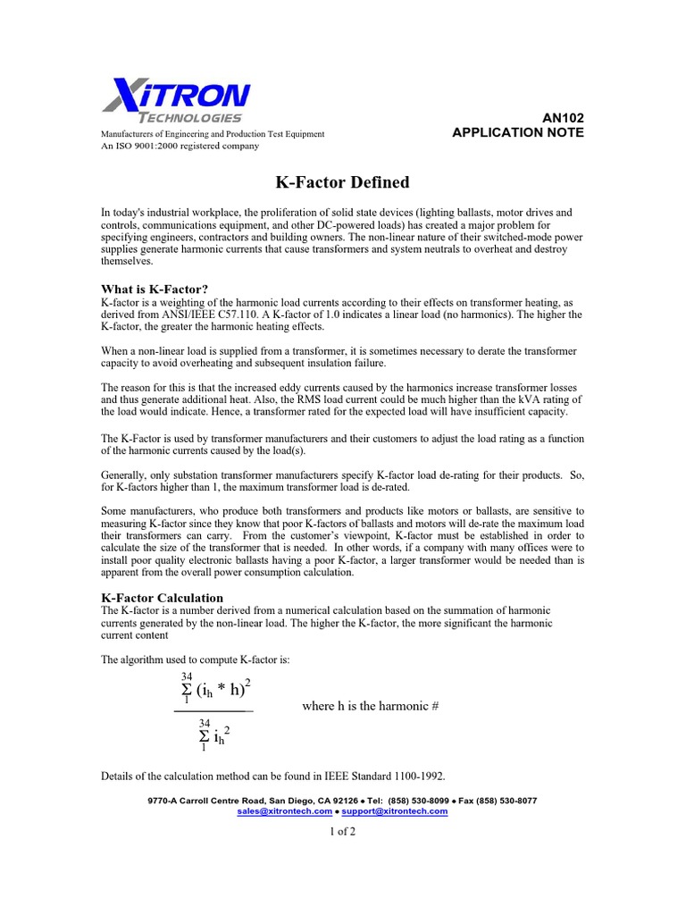 K-Factor Defined: AN102 Application Note | PDF | Transformer | Electric ...