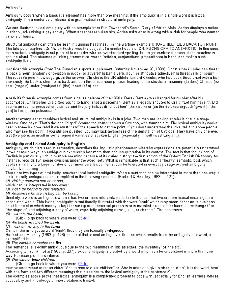 Words With Ambiguous Meanings