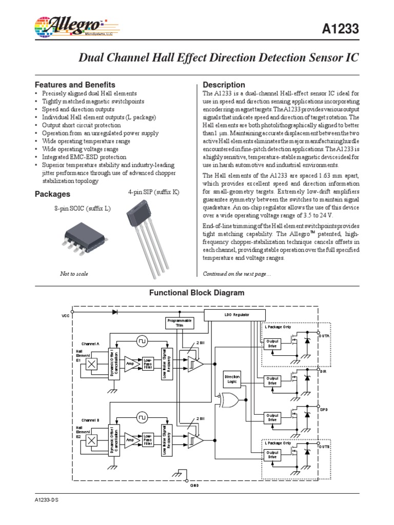 Dual Channel Hall Effect Direction Detection Sensor IC: Description ...