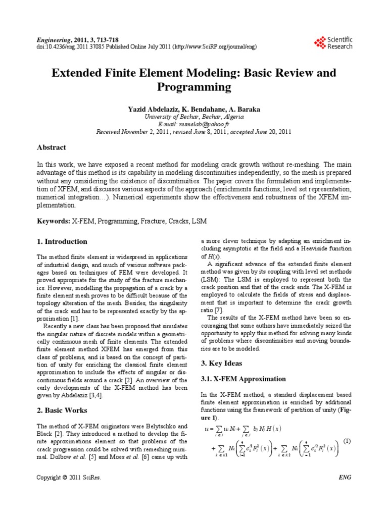 Extended Finite Element Modeling Basic Review And Programming Pdf Finite Element Method
