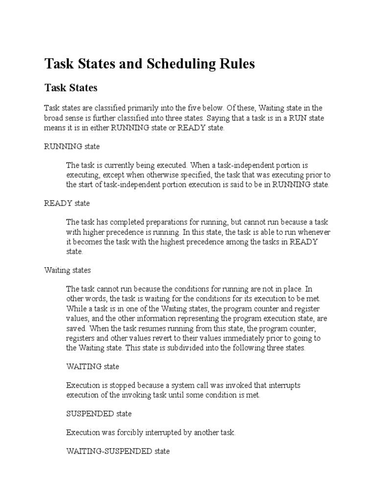 Classification and Transitions of Task States in an Operating System ...