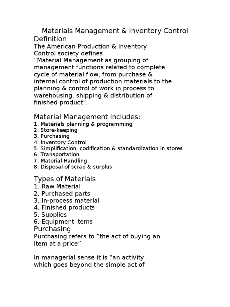 Materials Management & Inventory Control-6 | PDF | Inventory | Business ...