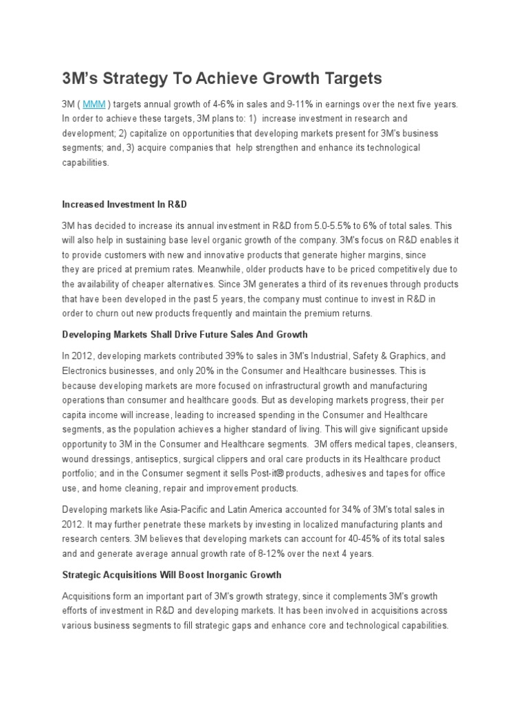 3M's Strategy To Achieve Growth Targets: Increased Investment in R&D ...