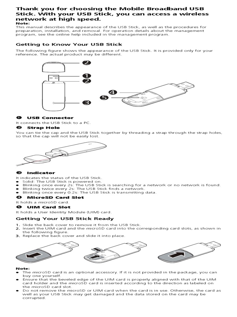 Installation and Operation Guide for the Mobile Broadband USB Stick: A Concise Overview of ...
