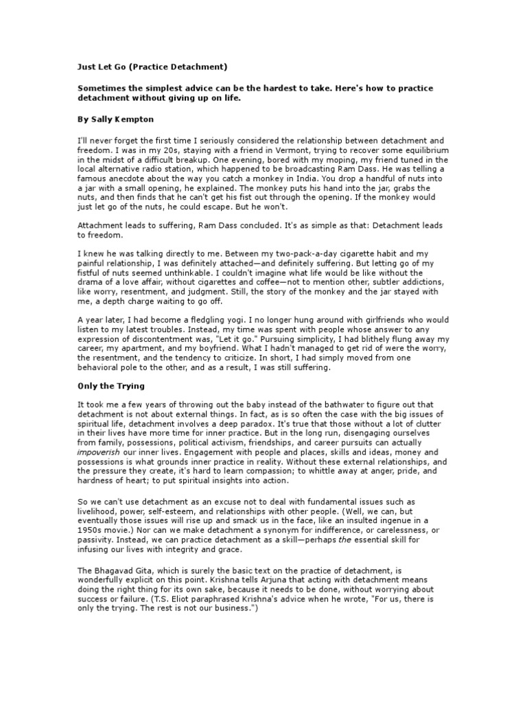 Just Let Go (Practice Detachment) | PDF | Bhagavad Gita | Mind