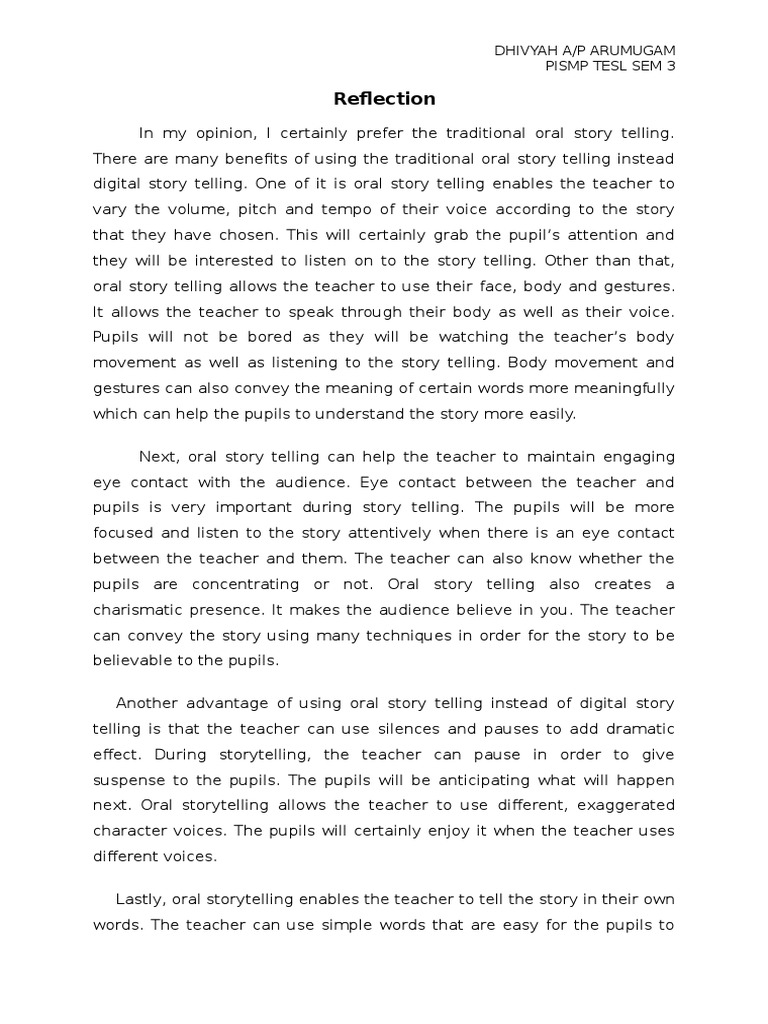 Reflection (Digital Vs Oral) | PDF