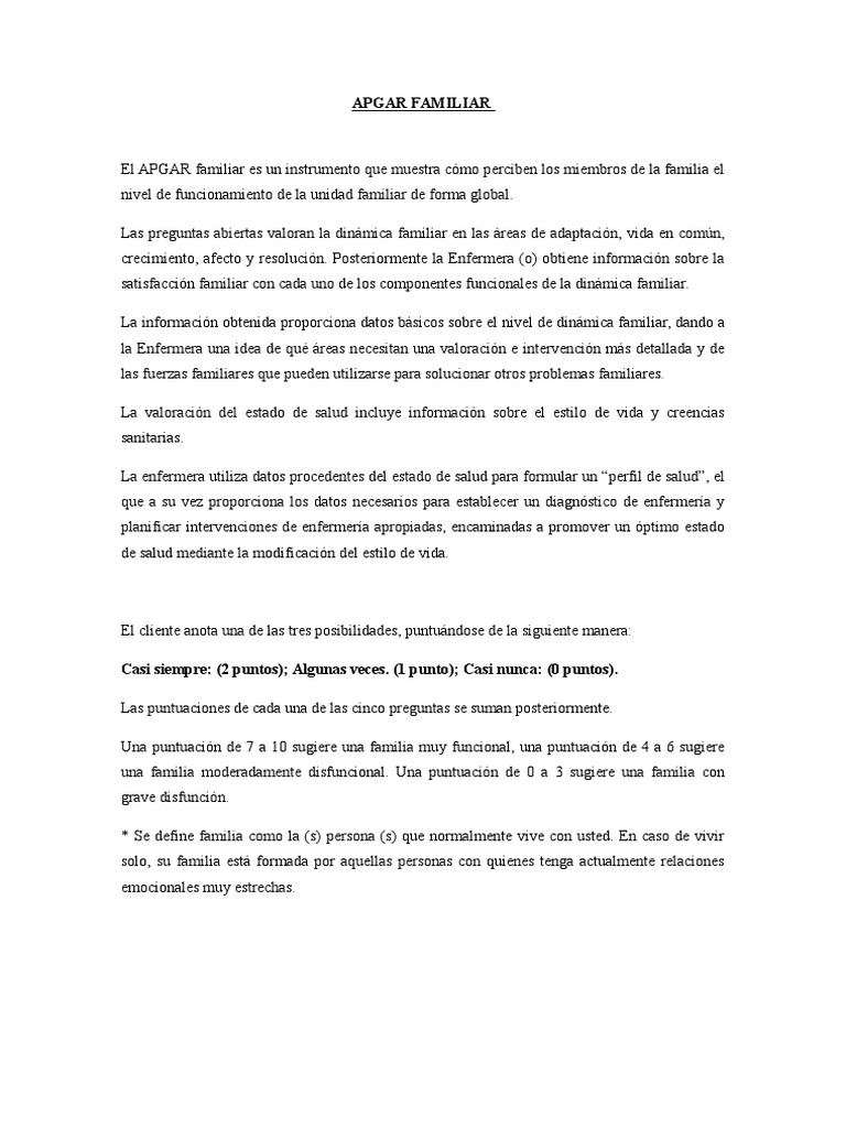 Apgar Familiar | PDF | Enfermería | Toma de decisiones
