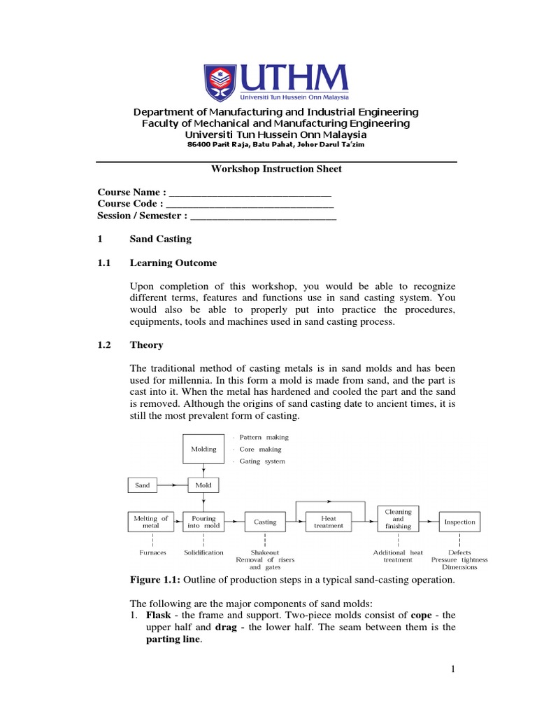 Lab Sheet PDF | Download Free PDF | Casting (Metalworking) | Foundry